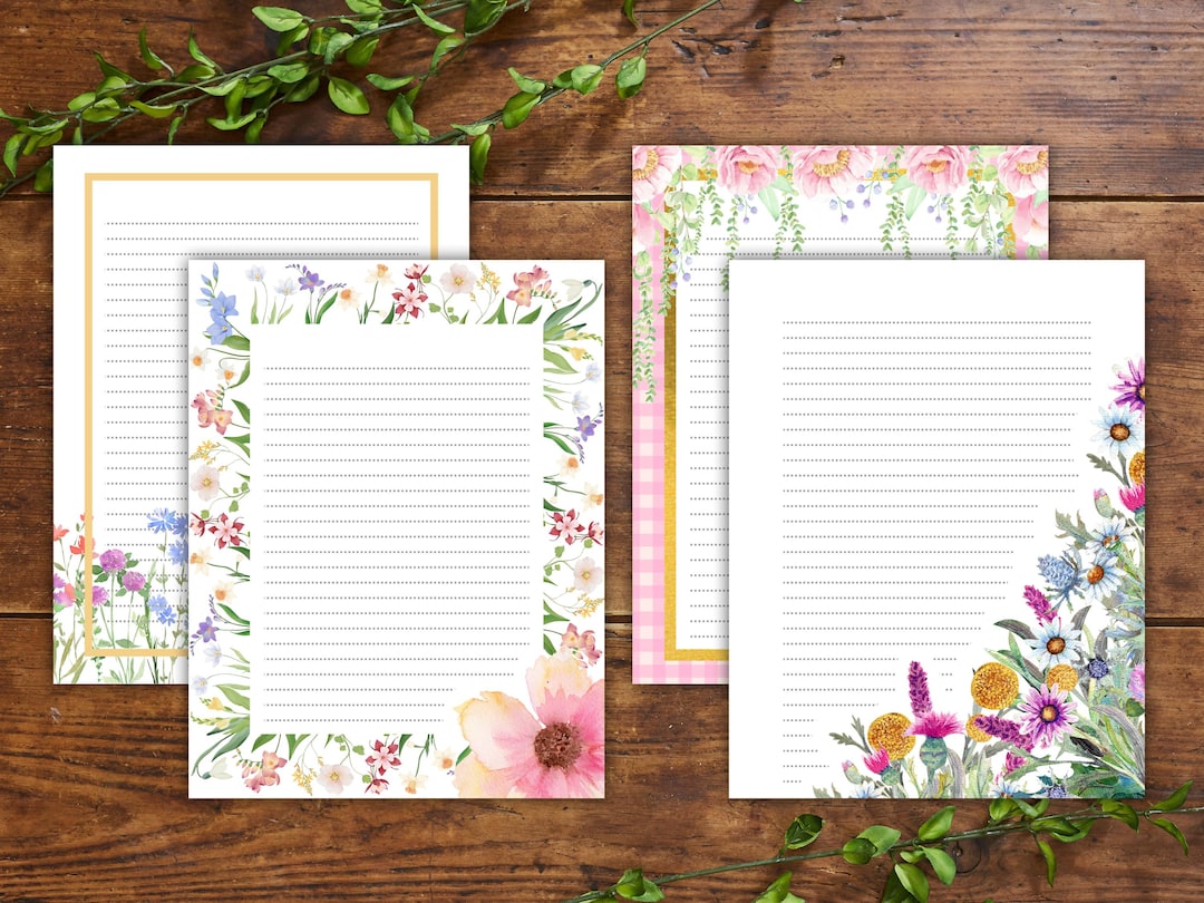 Printable Floral Stationery: Pink Flower Writing Paper (digital ...