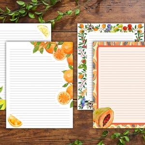 Fruit Stationery Set: Tropical Summer Printable Paper (8.5x11 Lined ...
