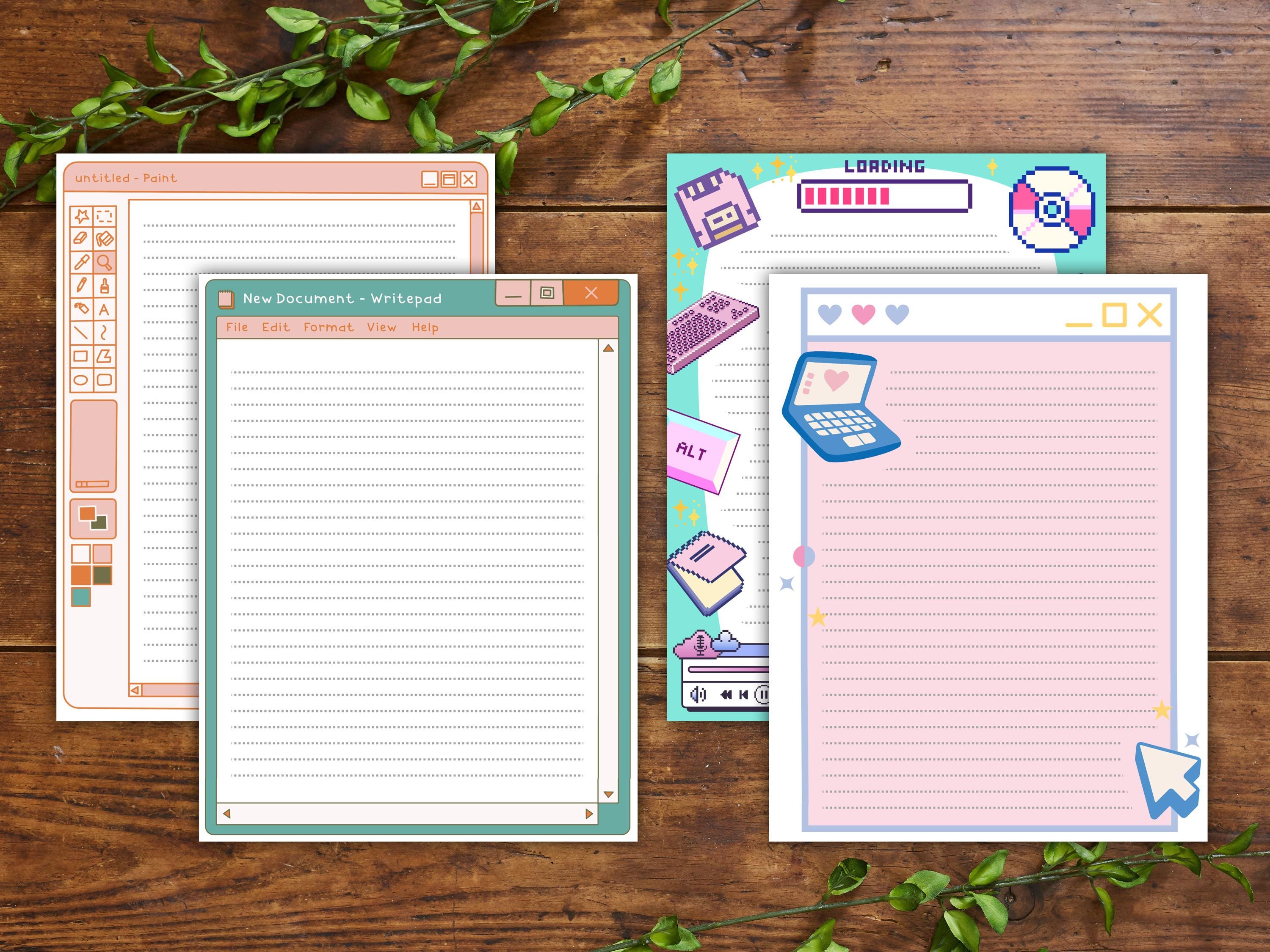 Retro Computer Stationery Set: 90s Pixel Art, Vaporwave Designs ...