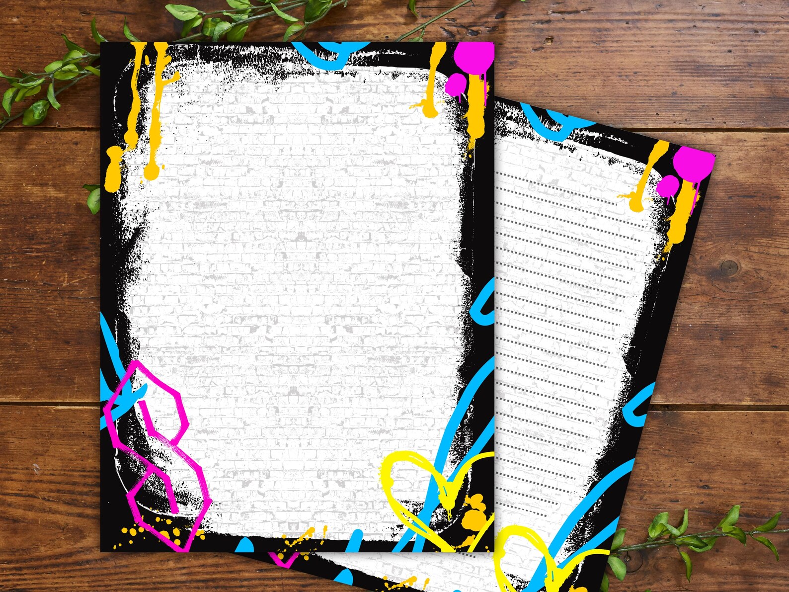 Punk Graffiti Stationery: Urban Art Printable Paper (digital Download ...