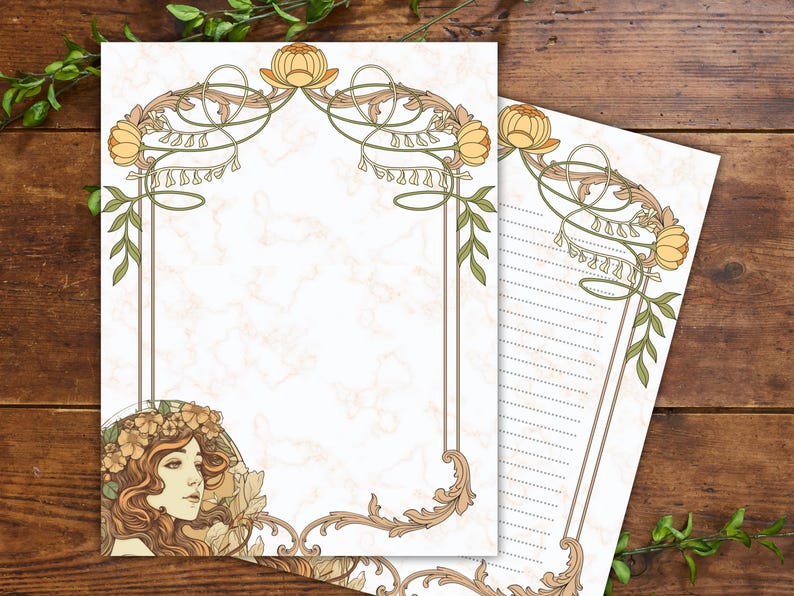 Art Nouveau Stationery: Printable Vintage Nouveau Stationery for Pen ...