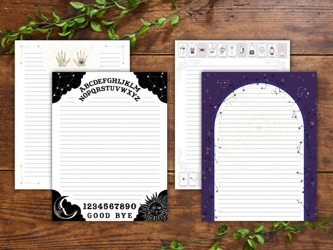 Divination Stationery: Printable Witchy Tarot Palmistry Ouija ...