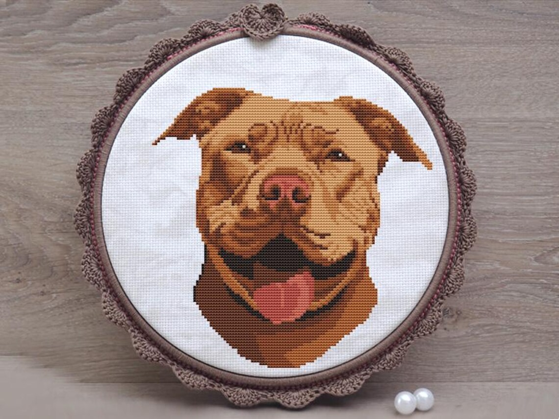 Pitbull Dog Cross Stitch Pattern Pdf. Modern Pet Memorial Gift for Pit ...