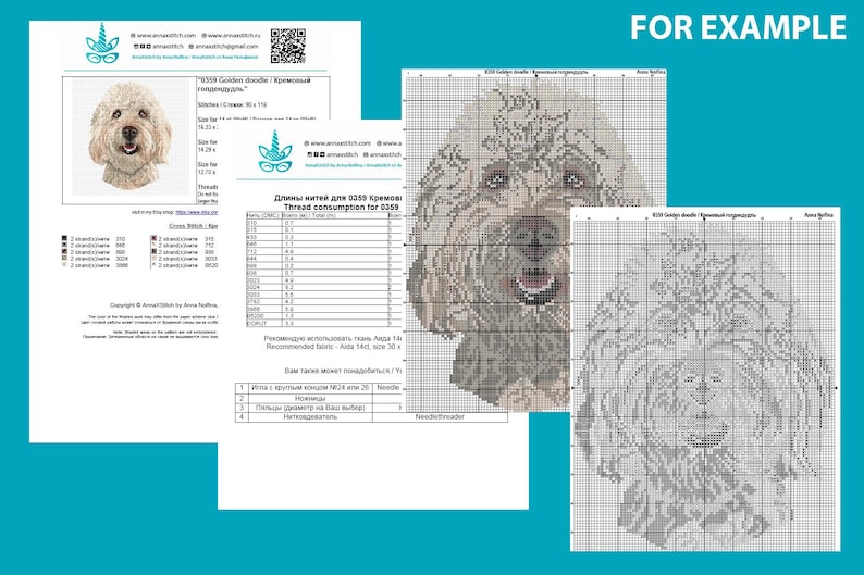 Cream Goldendoodle Dog Counted Cross Stitch Pattern Pdf. Modern Pet ...