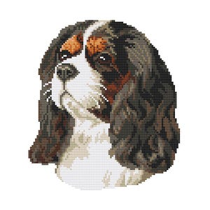 Tricolor Cavalier King Charles Spaniel Dog Counted Cross Stitch Pattern ...