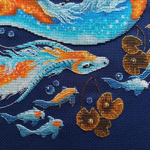 Dragon. Dance of Lake Depths. Dragon Cross Stitch Pattern Pdf. Fantasy ...