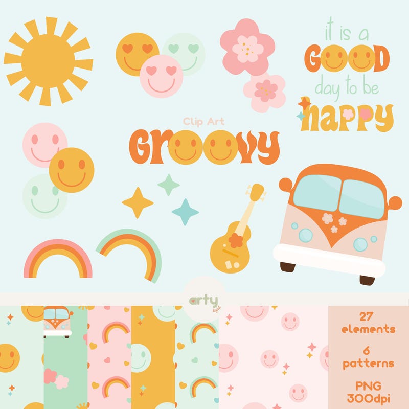 Hippie Van Clipart - Etsy