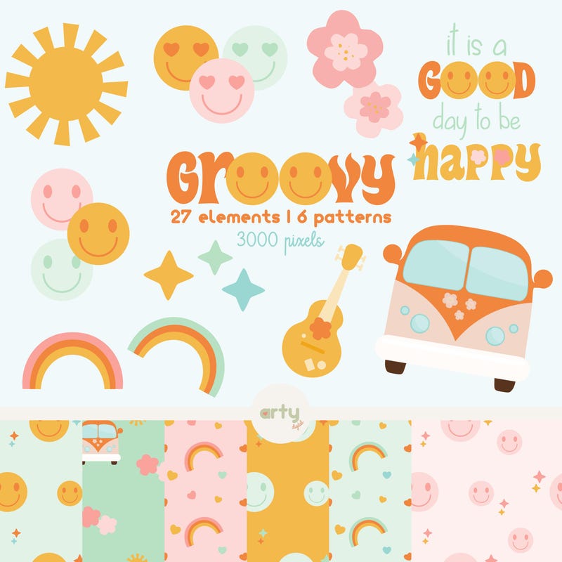 Hippie Van Clipart - Etsy