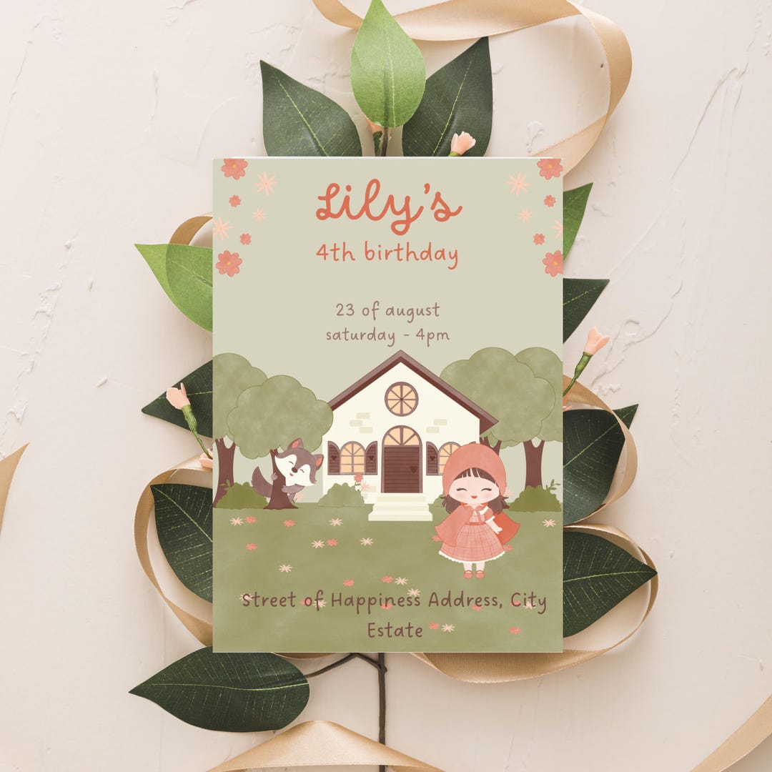 Little Red Riding Hood Invitation, Editable Once Upon a Time Party ...