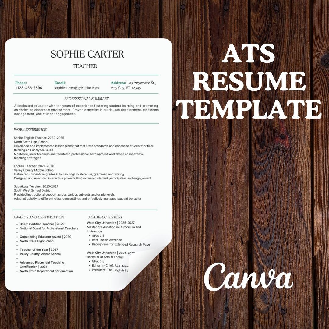 ATS Friendly, ATS Resume Template, Word, Google Docs, Minimalist ...