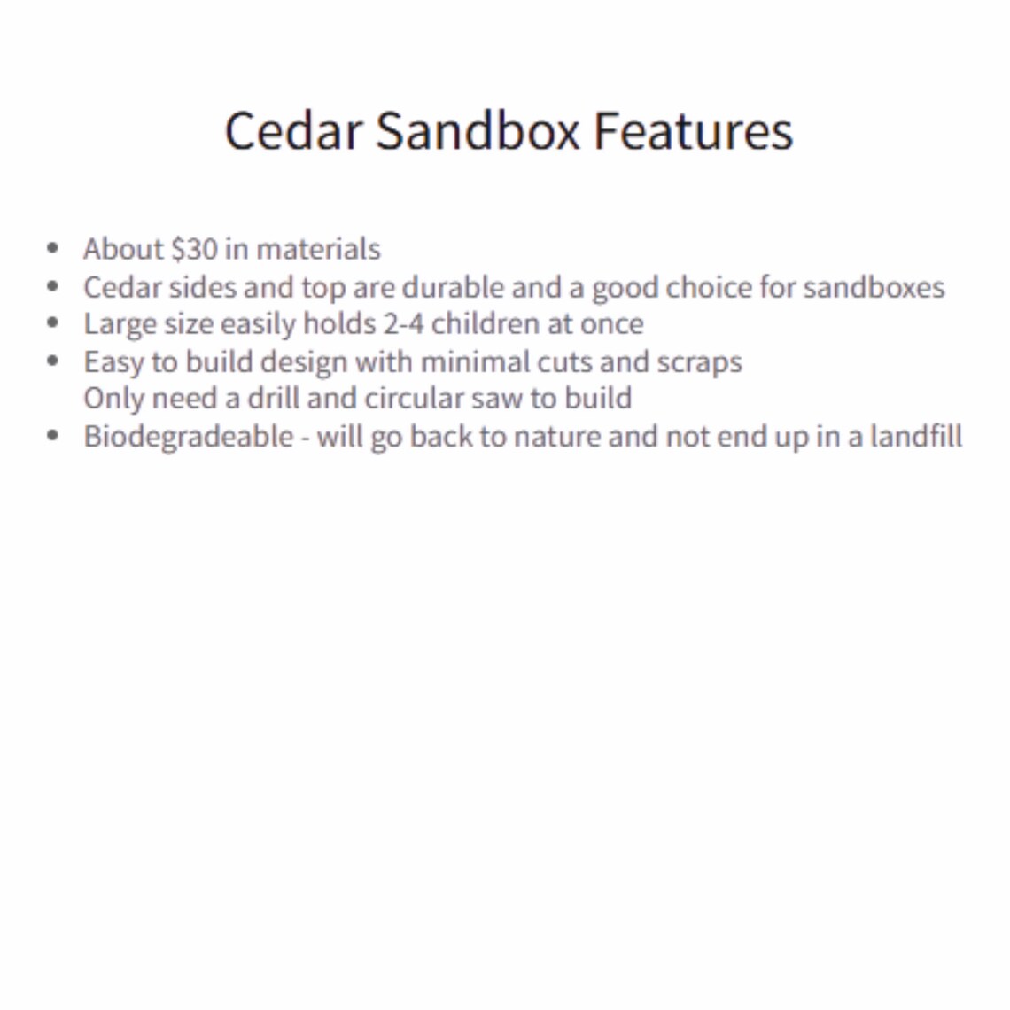 DIY Cedar Sandbox Plans Pdf Instant Download With Instructions - Kids ...