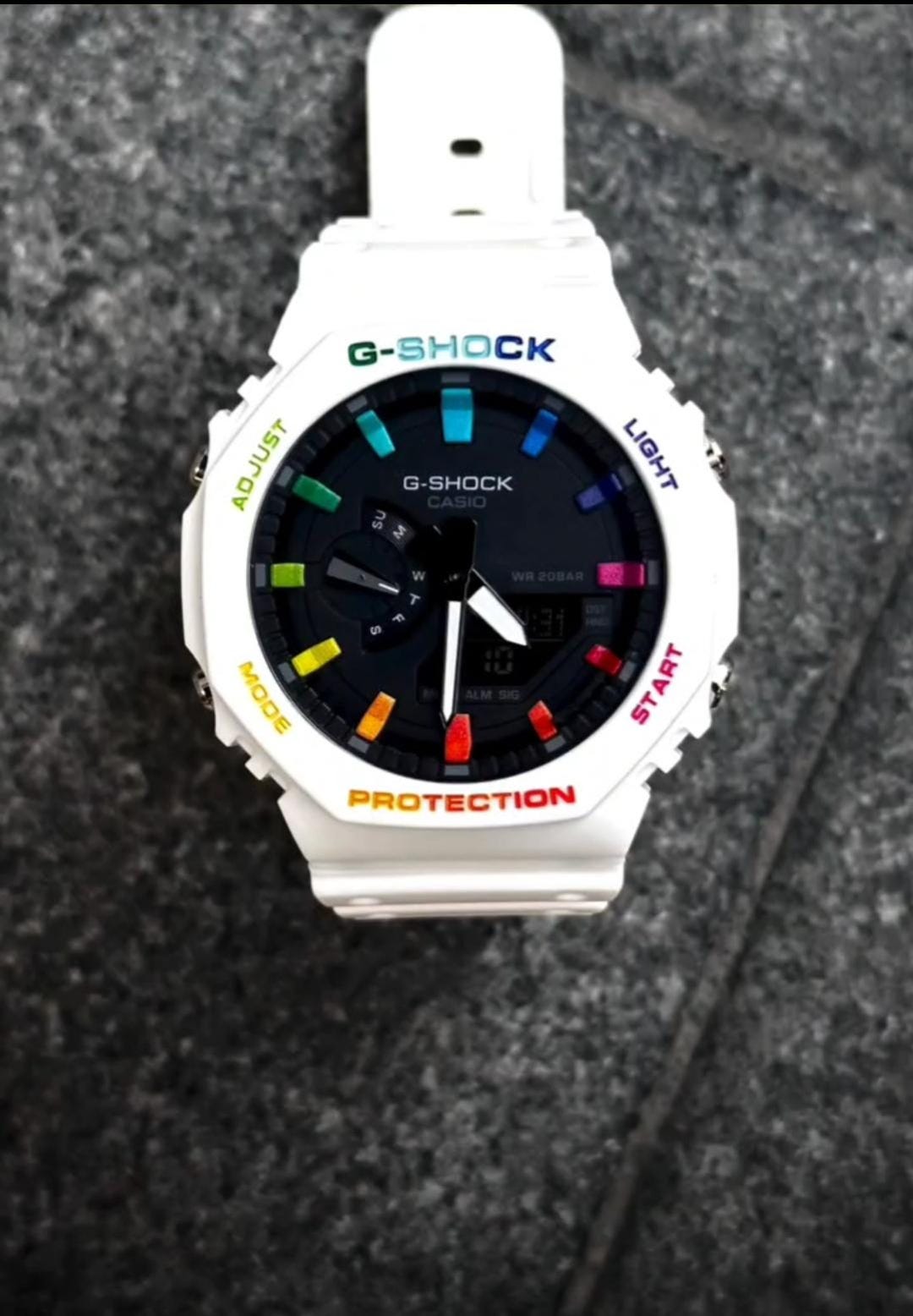 Hand-painted White Resin Wristwatch • Minimalist Multicolor Analog ...