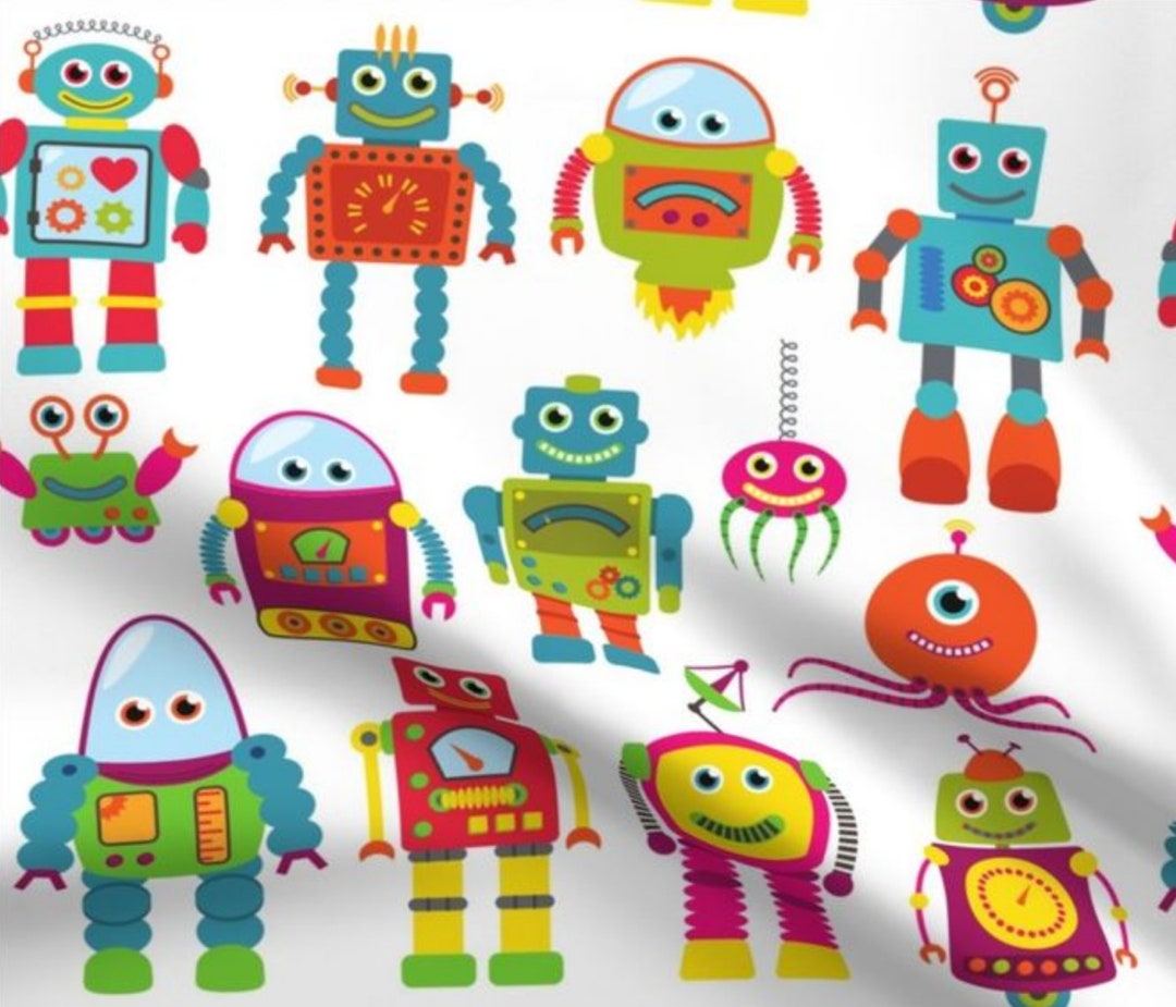 Fabric by the Yard "robots" Home Decor Fabric - Etsy