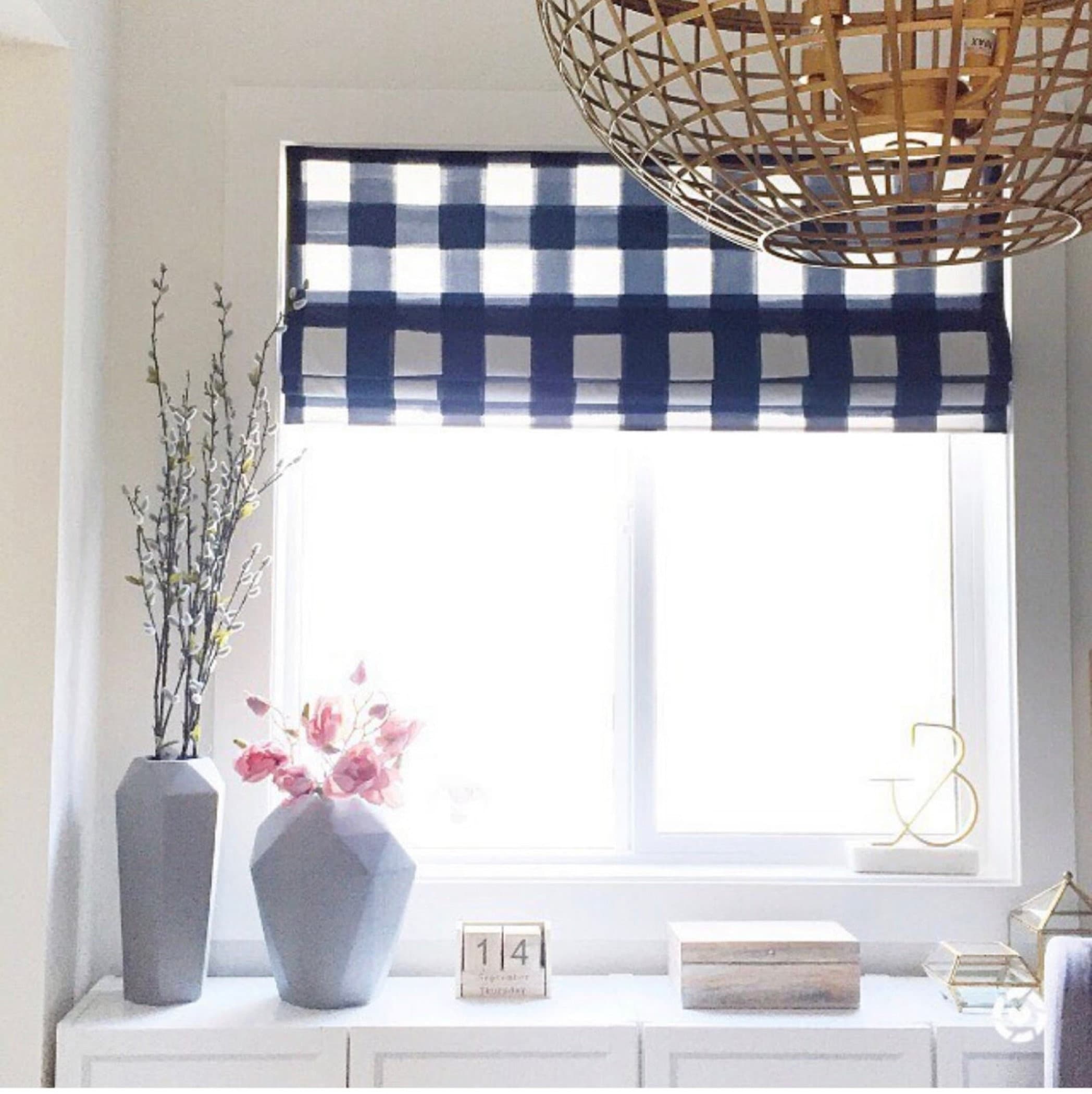 Custom Roman Shades in Fabricut Buffalo Check Fabric | Etsy