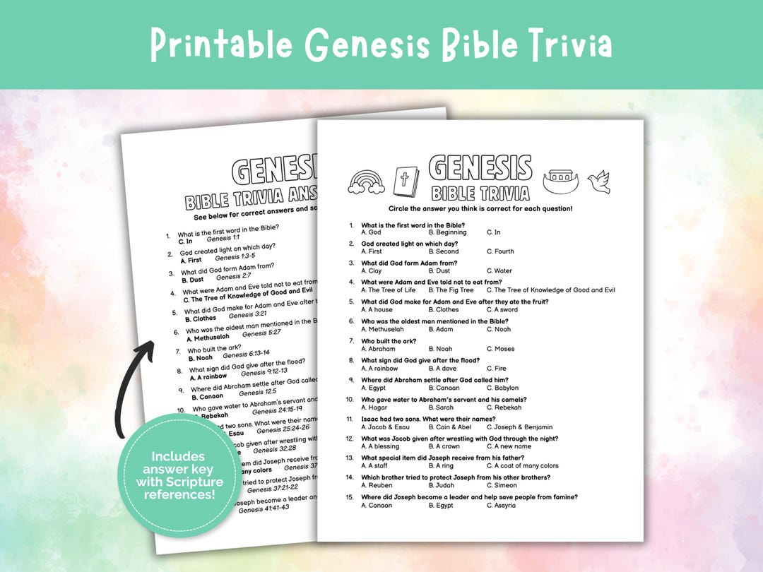 Genesis Bible Trivia, Genesis Bible Game for Kids, Genesis Kids Bible ...