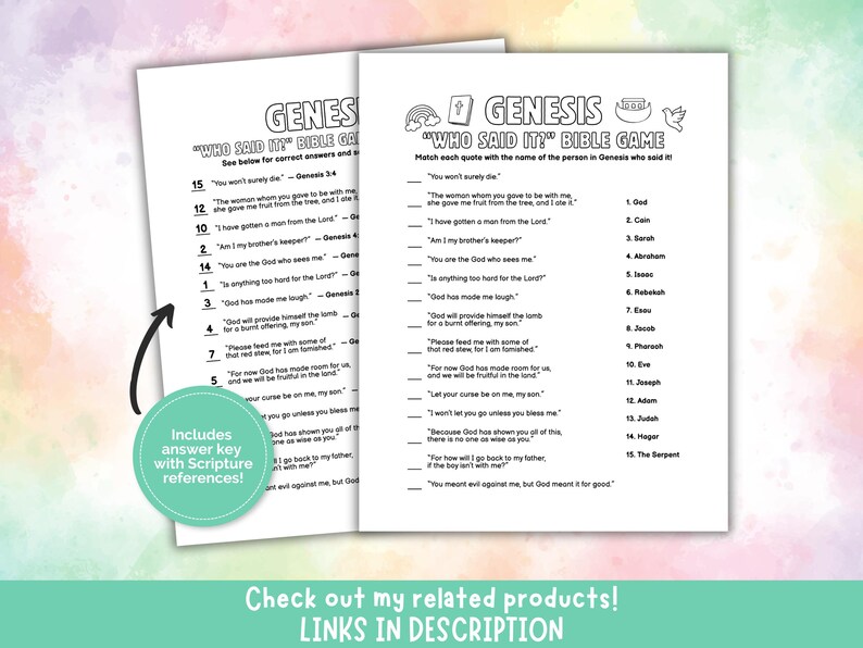 Genesis Bible Trivia, Genesis Bible Game for Kids, Genesis Kids Bible ...