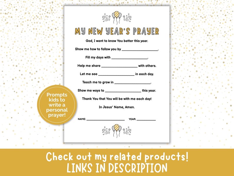 A New Year With God Activity, Religious New Year Resolutions Worksheet ...