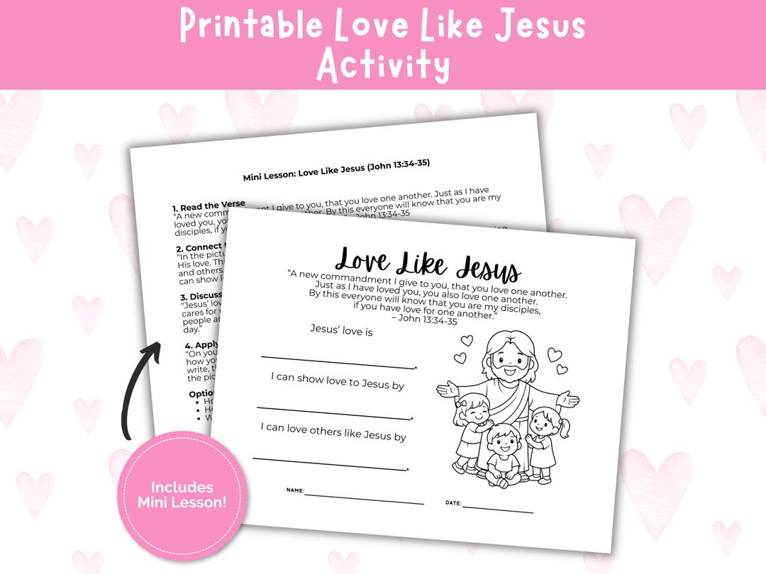 Love Like Jesus Activity, Religious Valentine’s Day Worksheet ...