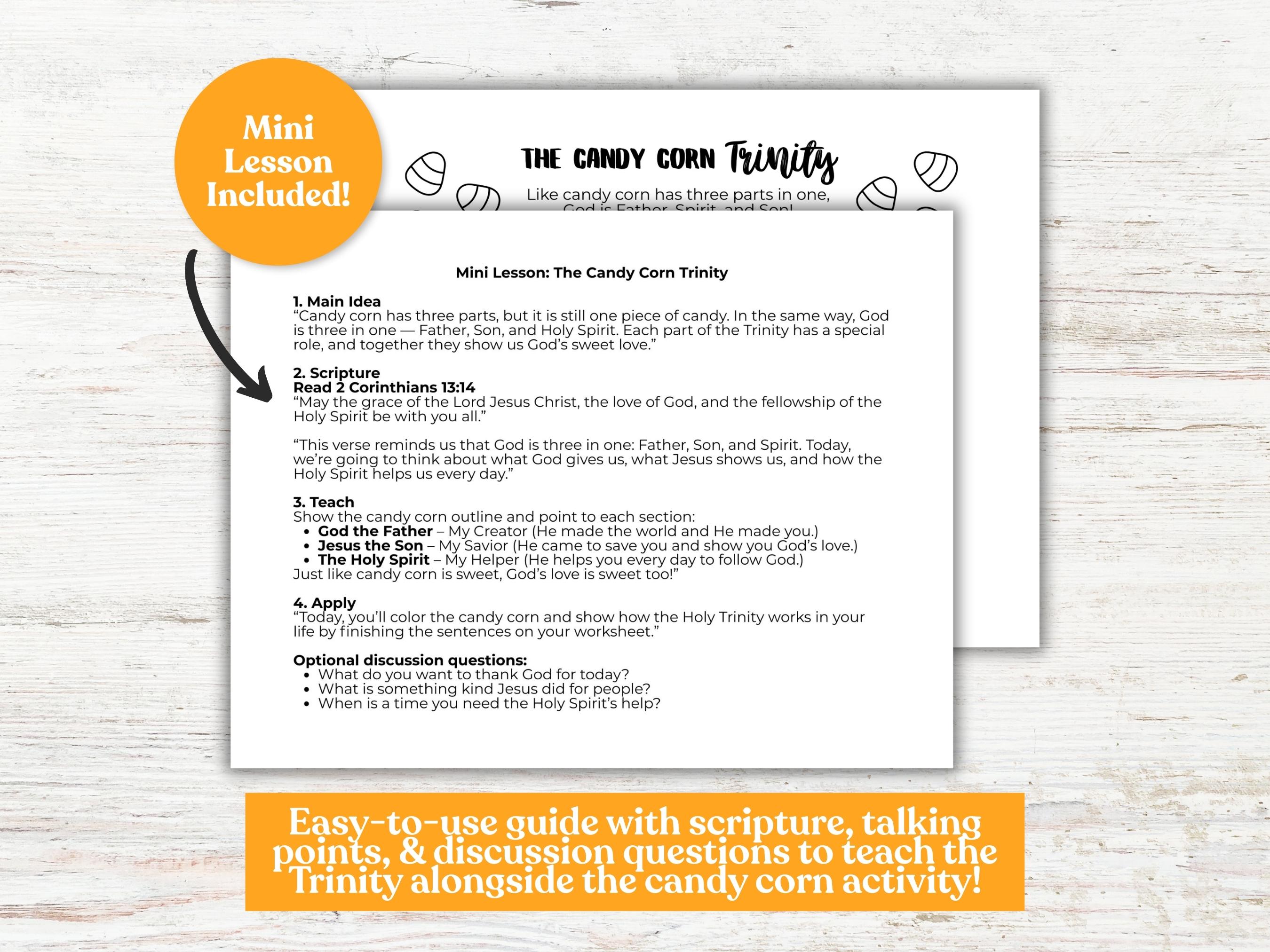 Candy Corn Trinity Activity, Christian Halloween Kids Activity, Fall ...