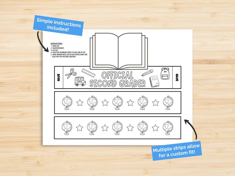 Official Second Grader Paper Crown Coloring Craft, 2nd Grade Back to ...