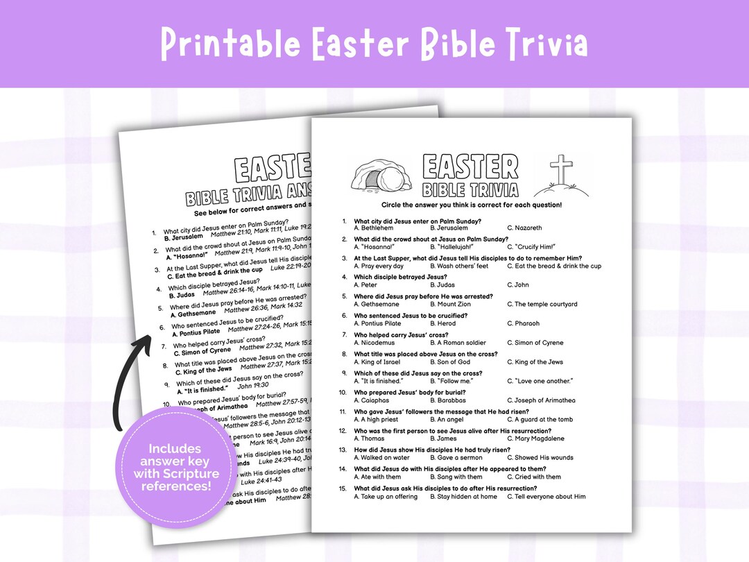 Easter Bible Trivia, Easter Bible Game for Kids, Easter Kids Bible ...