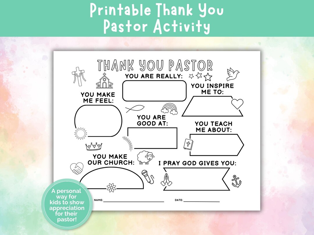 Thank You Pastor Activity, Pastor Appreciation Activity, Pastor Gift ...