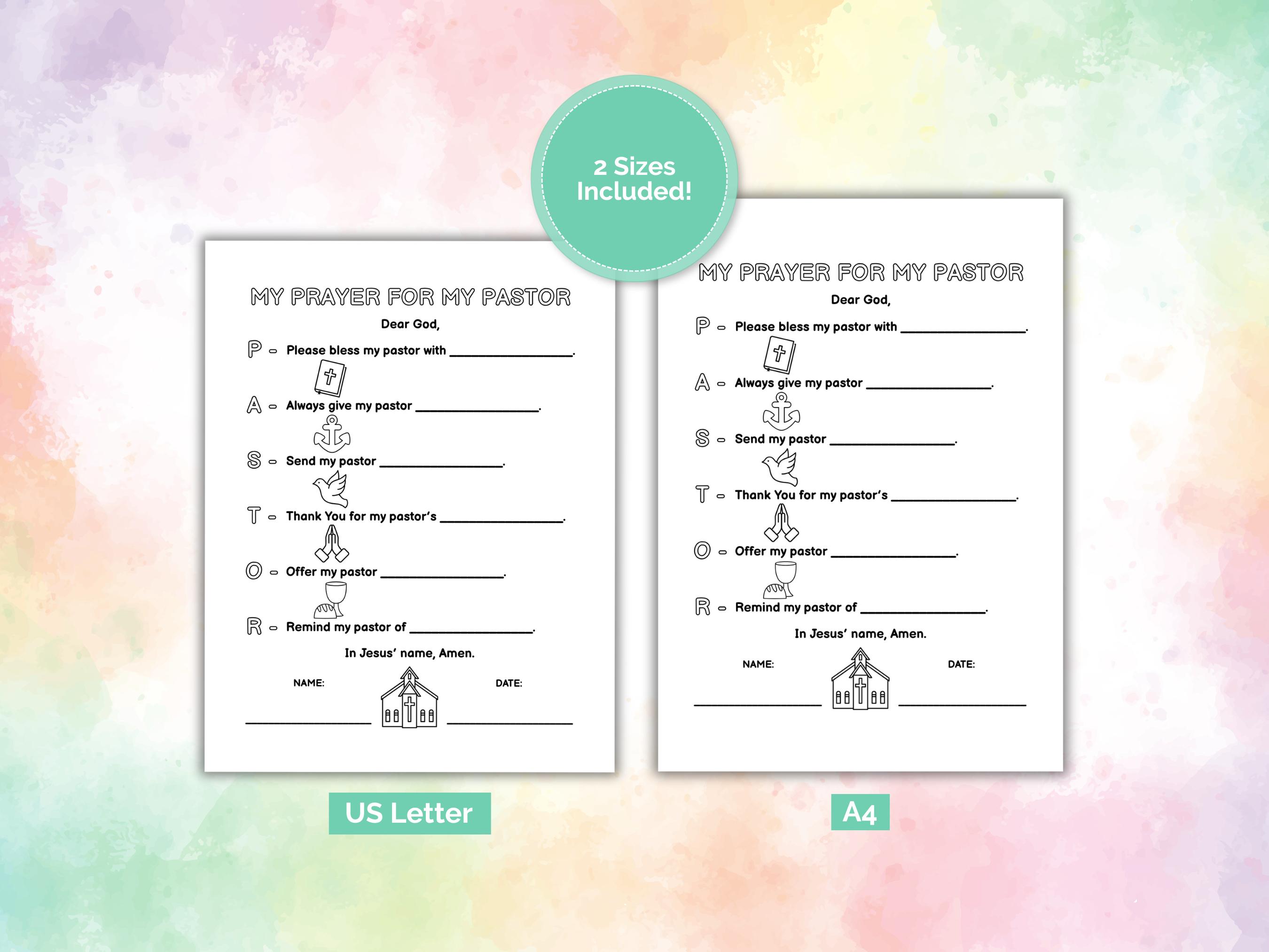 My Prayer for My Pastor Activity, Pastor Appreciation Activity, Kids ...