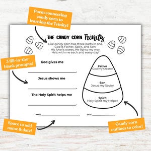Candy Corn Trinity Activity, Christian Halloween Kids Activity, Fall ...