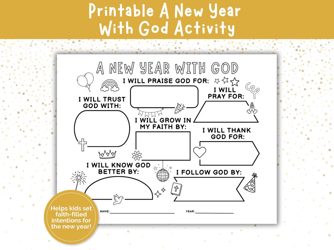 A New Year With God Activity, Religious New Year Resolutions Worksheet ...