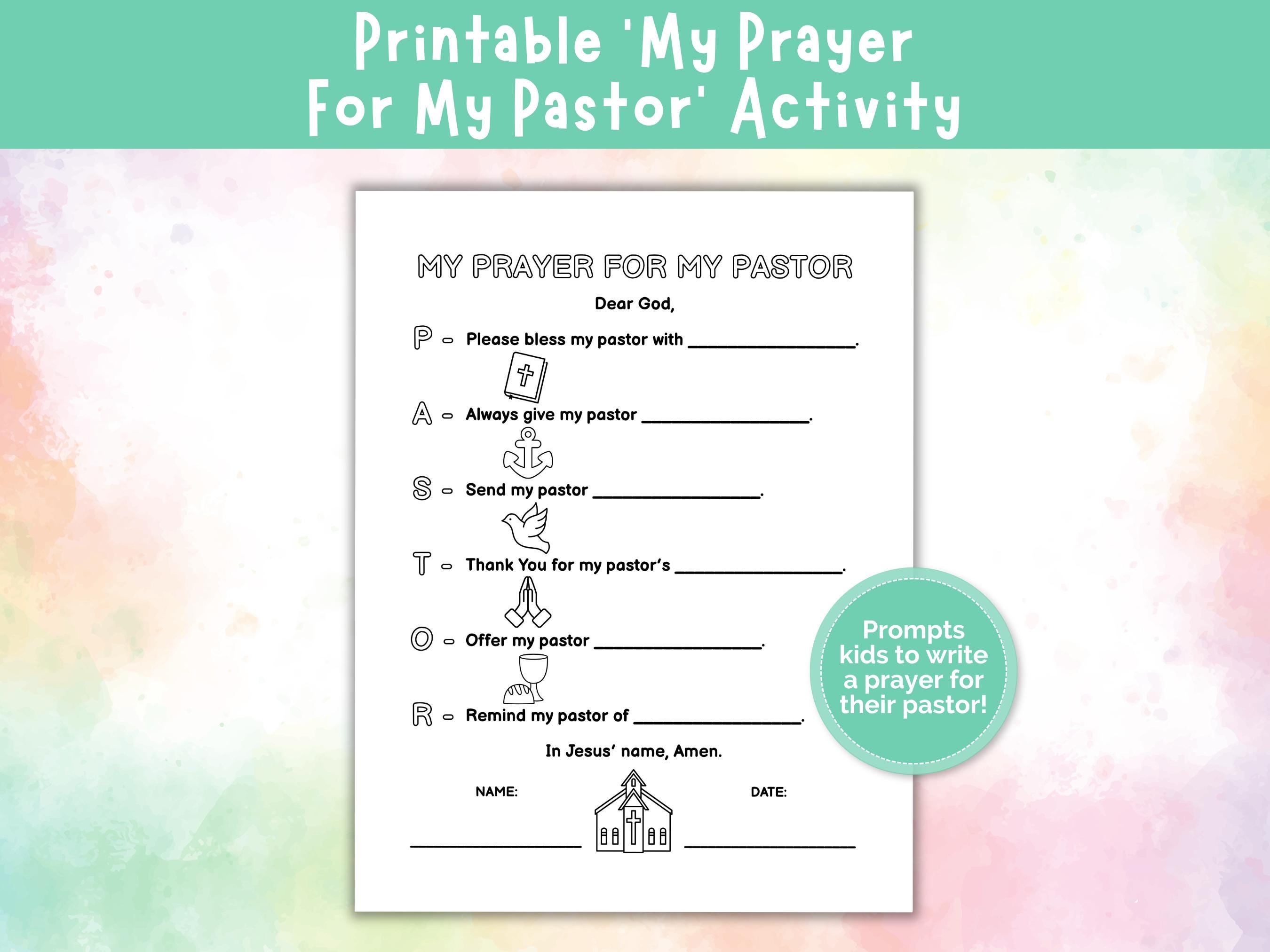 My Prayer for My Pastor Activity, Pastor Appreciation Activity, Kids ...