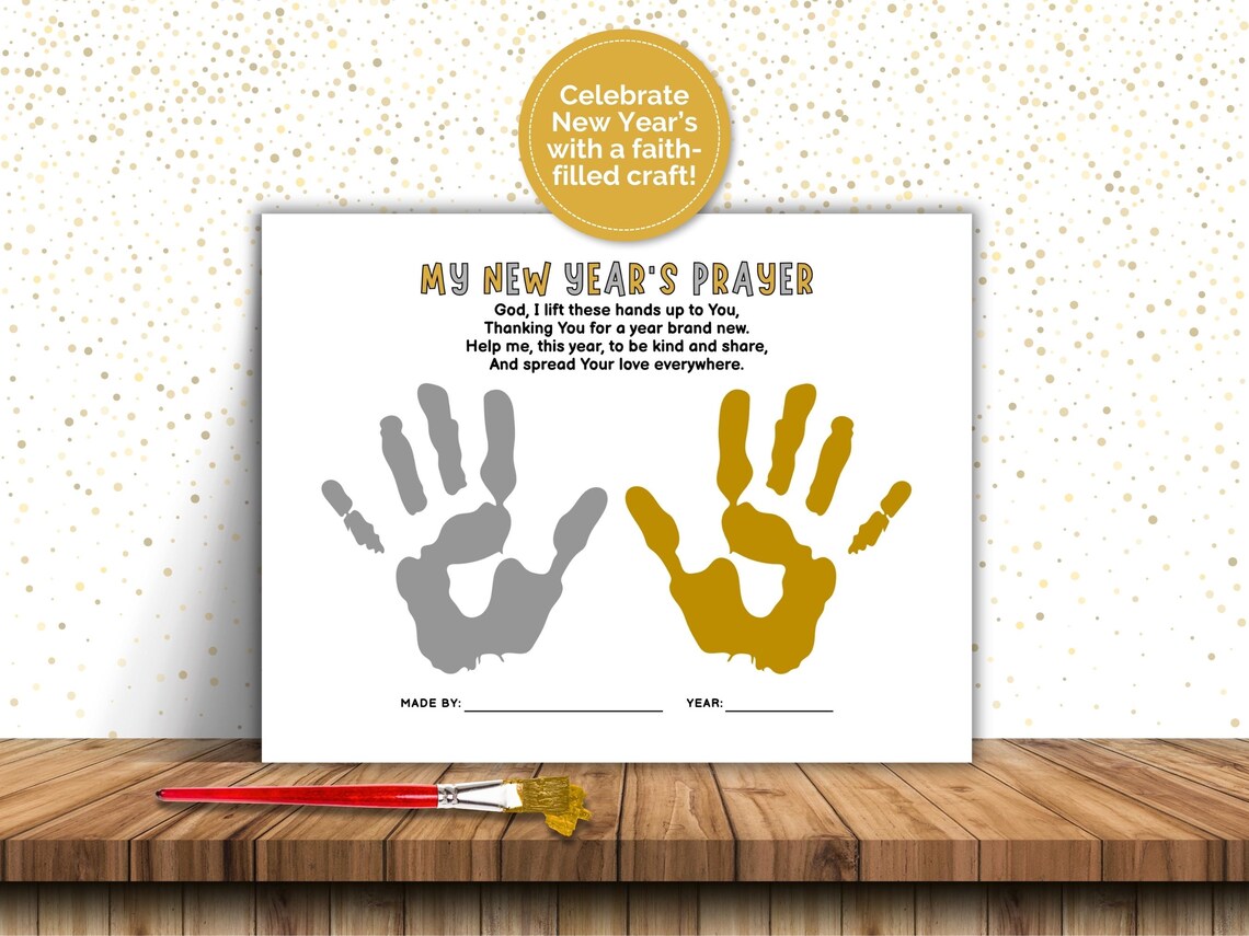 New Year’s Prayer Handprint Craft, Christian New Year Handprint Art ...