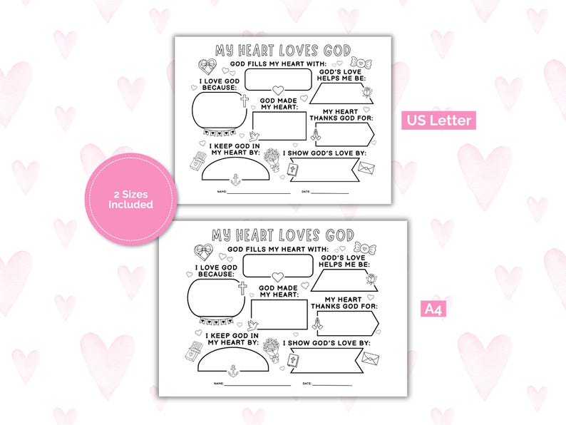 My Heart Loves God Activity, Religious Valentine’s Day Worksheet ...