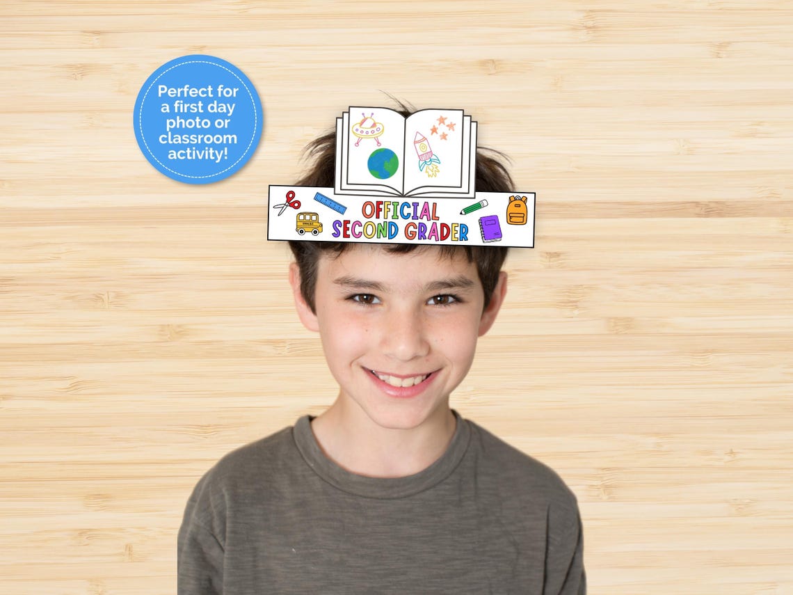 Official Second Grader Paper Crown Coloring Craft, 2nd Grade Back to ...