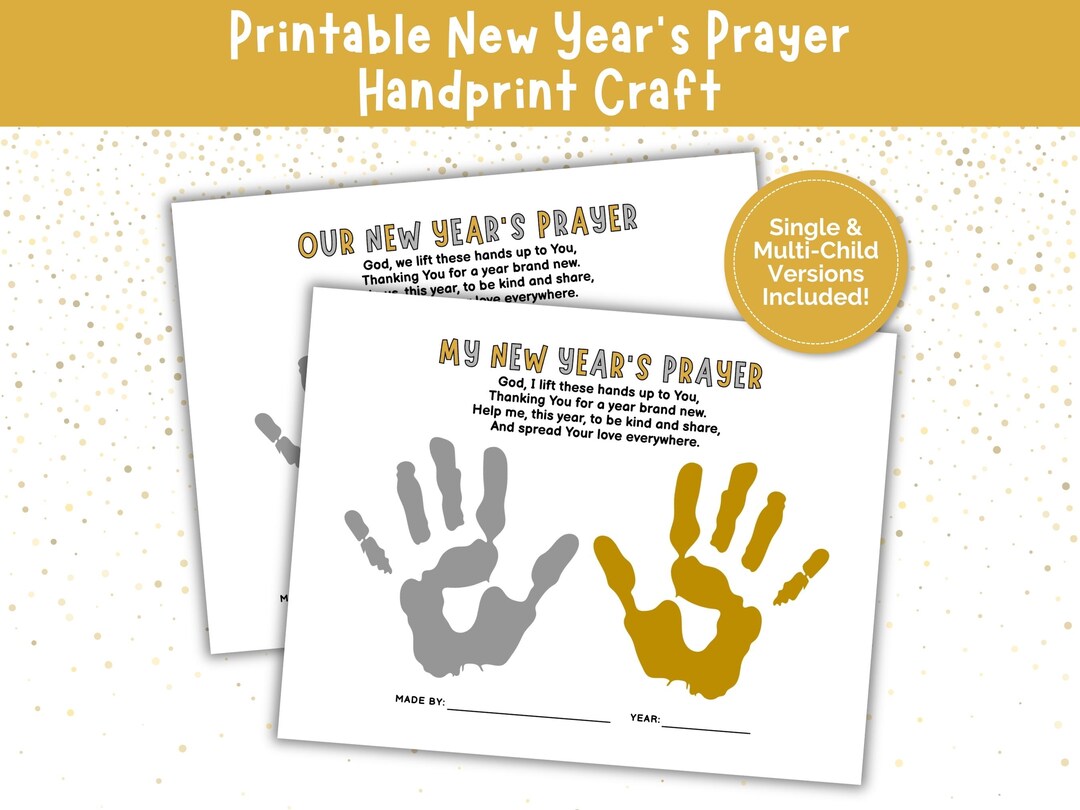 New Year’s Prayer Handprint Craft, Christian New Year Handprint Art ...