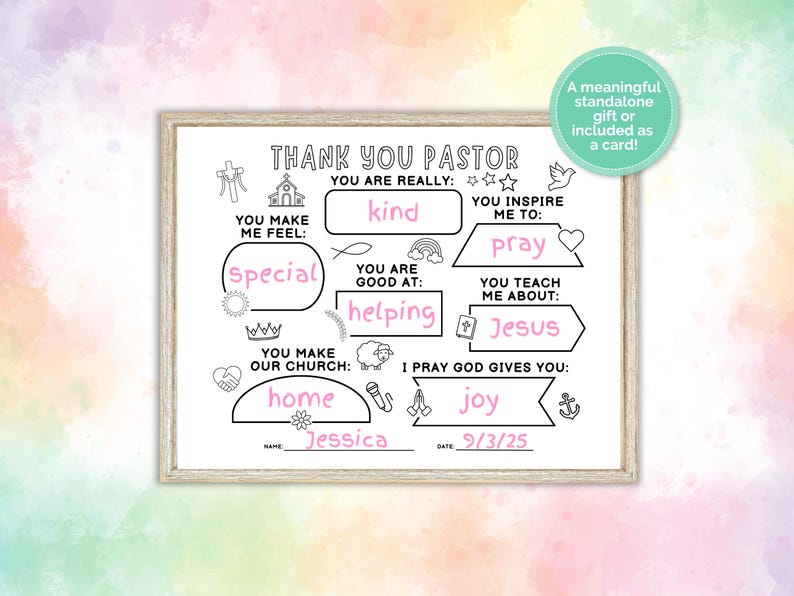 Thank You Pastor Activity, Pastor Appreciation Activity, Pastor Gift ...
