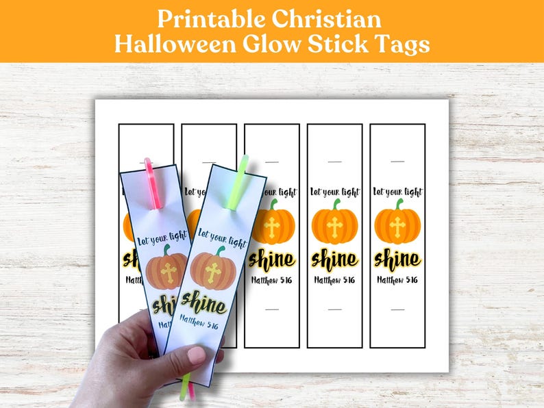 Christian Halloween Glow Stick Tags, Glow Stick Holder, Halloween Treat ...