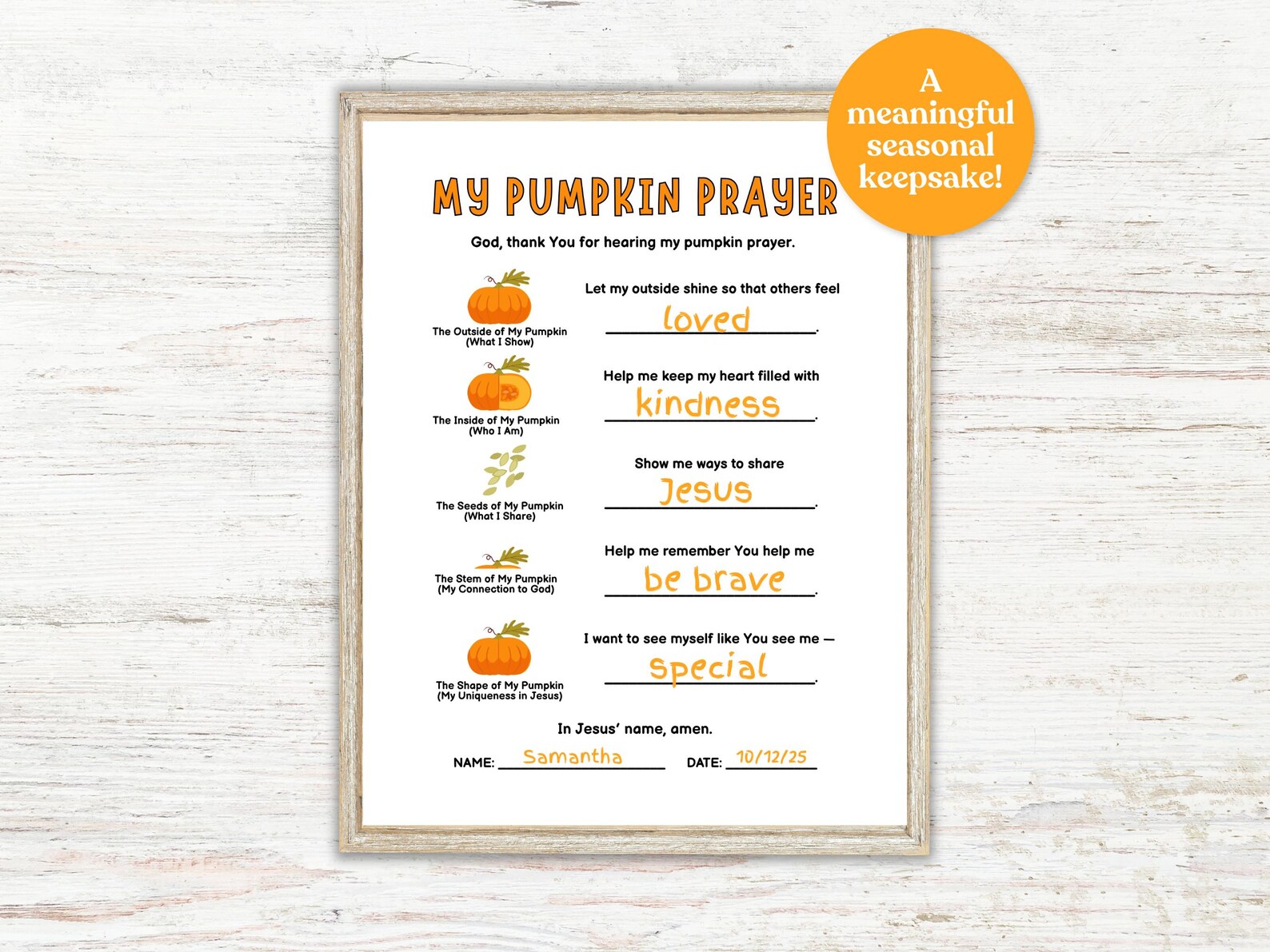 Pumpkin Prayer Activity, Christian Halloween Kids Activity, Fall Sunday ...