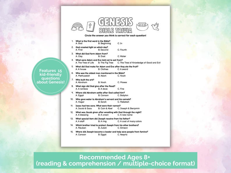 Genesis Bible Trivia, Genesis Bible Game for Kids, Genesis Kids Bible ...