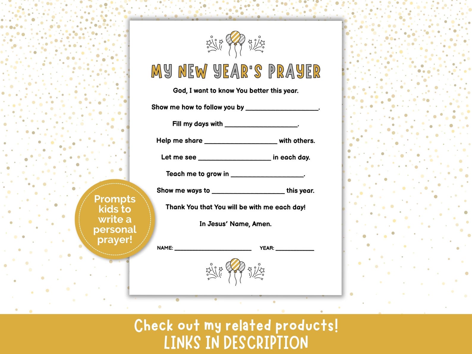 New Year’s Prayer Handprint Craft, Christian New Year Handprint Art ...