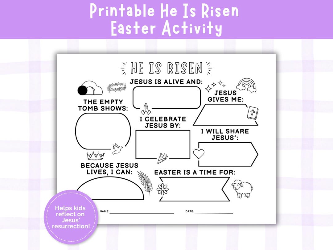 He is Risen Easter Activity, He Has Risen Easter Worksheet, Christian ...