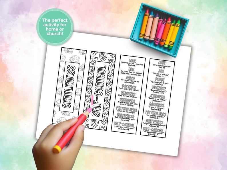 Fruit of the Spirit Coloring Bookmarks, Bible Bookmarks, Sunday School ...
