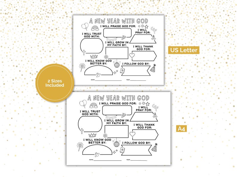 A New Year With God Activity, Religious New Year Resolutions Worksheet ...