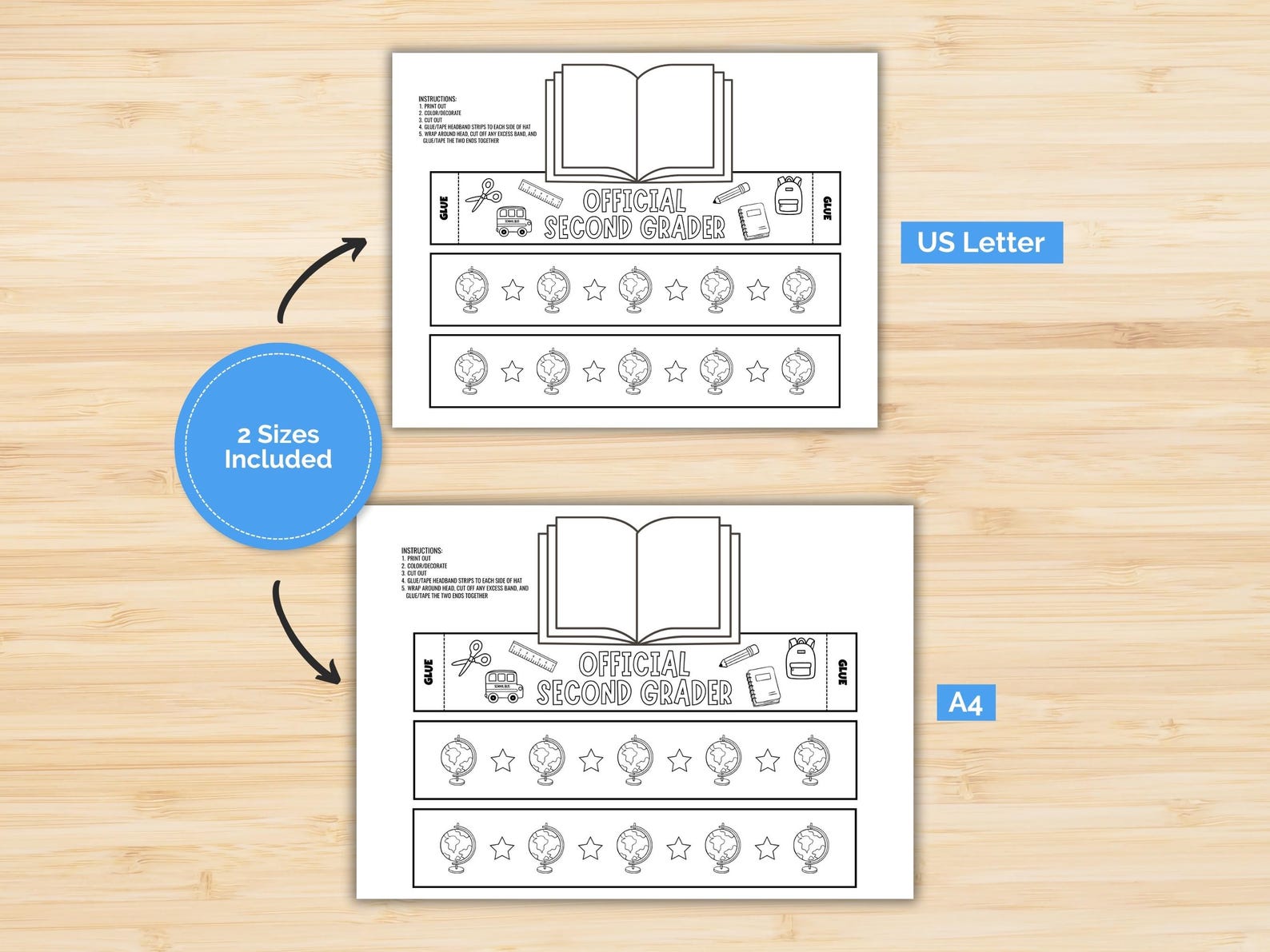 Official Second Grader Paper Crown Coloring Craft, 2nd Grade Back to ...