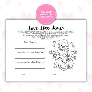 Love Like Jesus Activity, Religious Valentine’s Day Worksheet ...