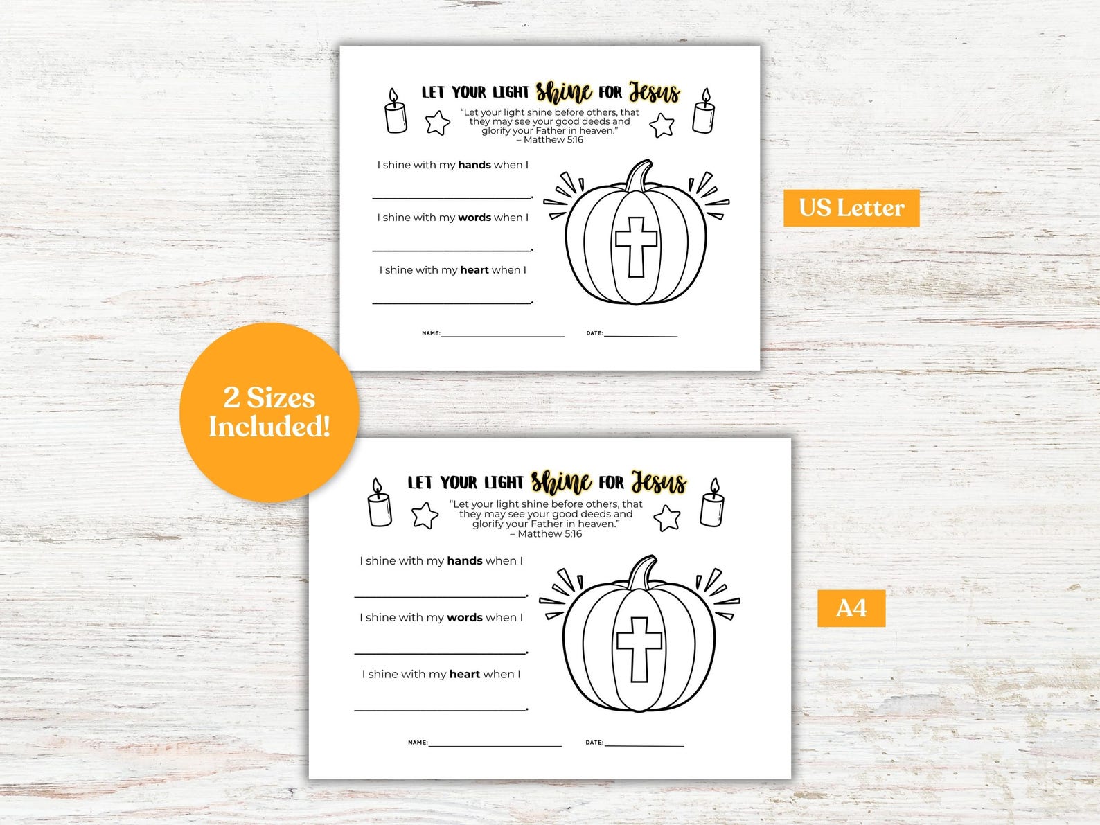 Let Your Light Shine Fall Activity, Fall Sunday School Craft, Fall ...