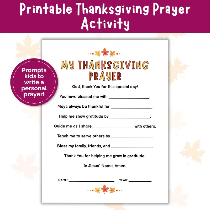 Thanksgiving Prayer - Etsy