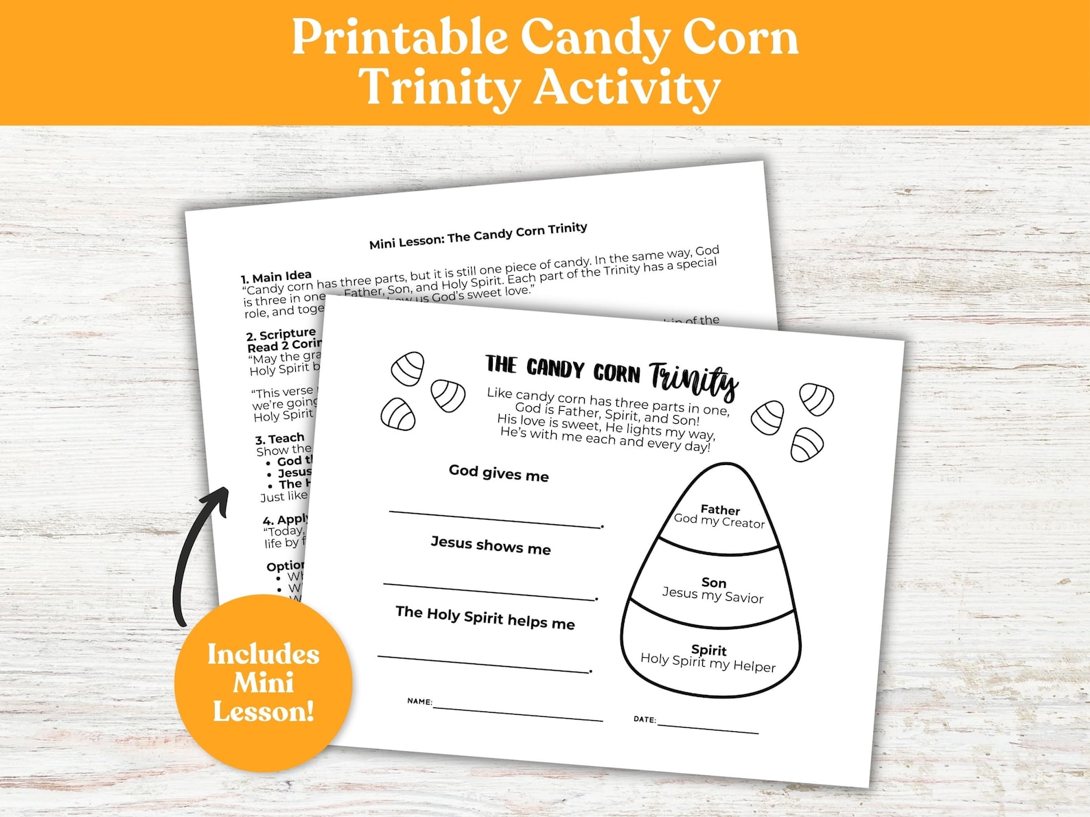 Candy Corn Trinity Activity, Christian Halloween Kids Activity, Fall ...