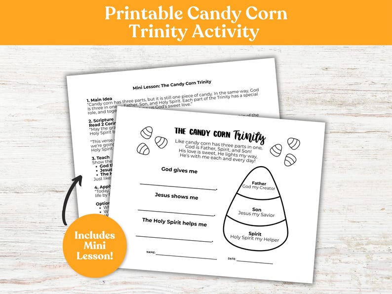 Candy Corn Trinity Activity, Christian Halloween Kids Activity, Fall ...