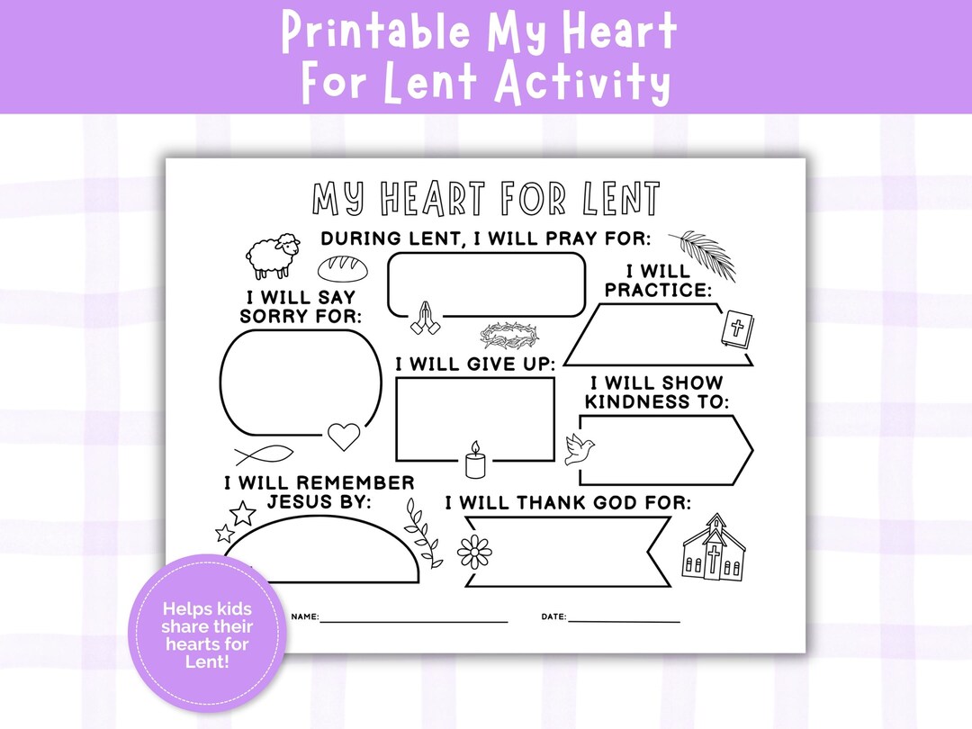 My Heart for Lent Activity, Lent Kids Activity, Lent Sunday School ...