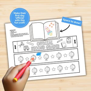 Official Second Grader Paper Crown Coloring Craft, 2nd Grade Back to ...